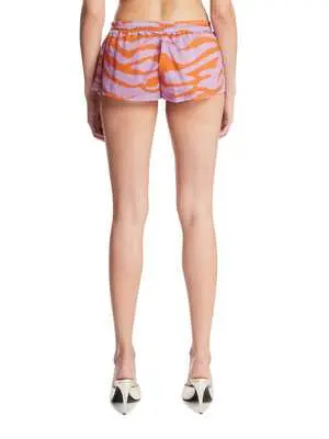 Attico Zebra Print Cotton Shorts - Multicolor