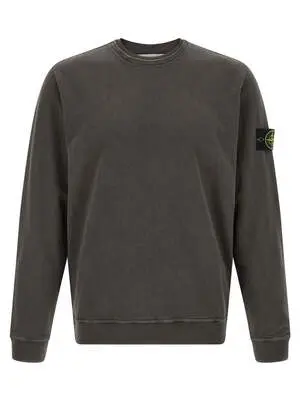 Stone Island Brushed Cotton Sweatshirt With Logo Badge - Gray