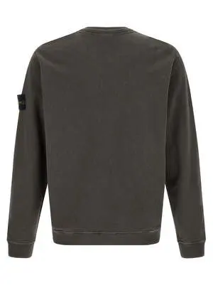 Stone Island Brushed Cotton Sweatshirt With Logo Badge - Gray