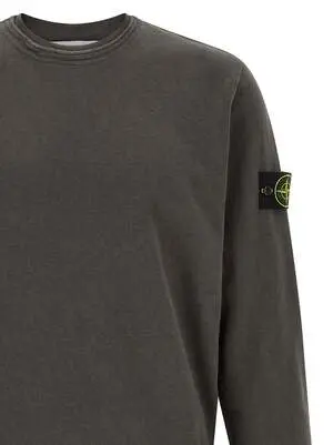 Stone Island Brushed Cotton Sweatshirt With Logo Badge - Gray