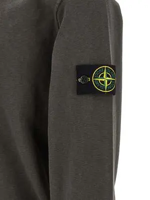 Stone Island Brushed Cotton Sweatshirt With Logo Badge - Gray
