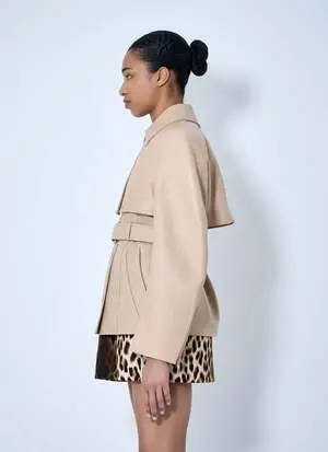Sportmax Belted Leather Jacket - Cream