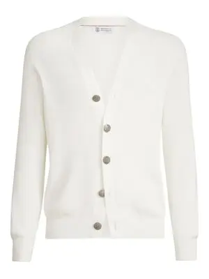Brunello Cucinelli Cotton High Neck Zip Up Cardigan - Multicolor