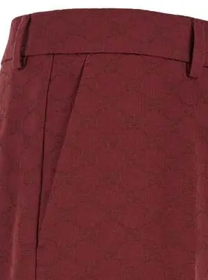Gucci Bordeaux Cotton Gg Motif Straight Leg Pants - Multicolor