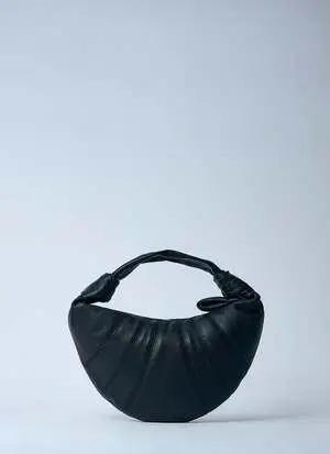 LEMAIRE Mini Fortune Croissant Handbag In Smooth Leather - Black