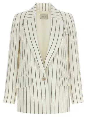 PESERICO PESERICO Single-Breasted Pinstripe Linen Cotton Twill Blazer