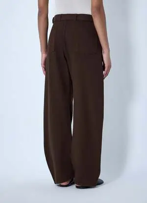 LEMAIRE Mid Rise Wide-leg Tailored Trousers With Integrated Belt