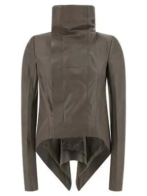Rick Owens Naska Biker Lambskin Jacket - Gray