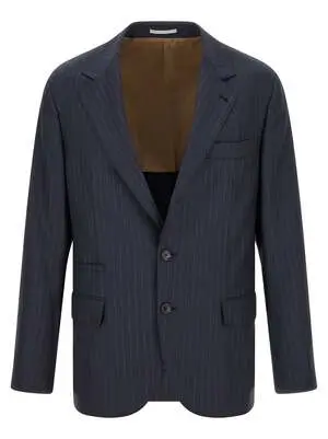 Brunello Cucinelli Pinstripe Batavia Blazer - Blue