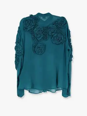Dries Van Noten Viscose Shirt With Floral Appliqués - Multicolor