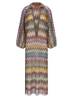 Missoni Zigzag Knit Lamé Shirt Dress - Multicolor