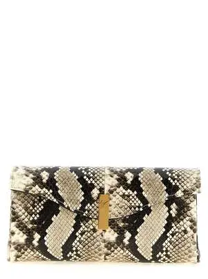 GIUSEPPE ZANOTTI Giuseppe Zanotti Flutie Python Print Leather Clutch With Gold Logo