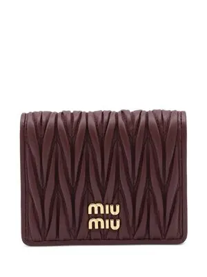 Miu Miu Miu Miu Women Small Matelassé Nappa Leather Wallet With Snap Closure Red
