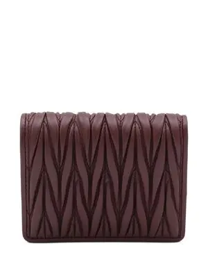 Miu Miu Small Matelassé Nappa Leather Wallet With Snap Closure - Red