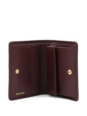 Miu Miu Small Matelassé Nappa Leather Wallet With Snap Closure - Red