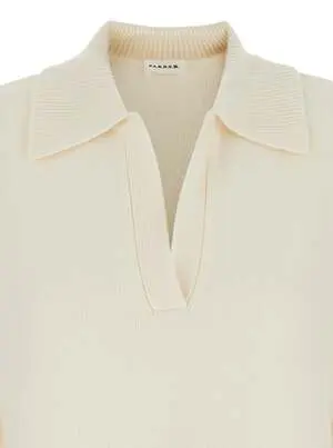 P.a.r.o.s.h Wool & Cashmere Polo Collar Sweater - White