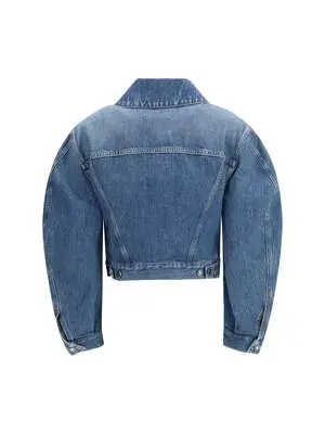 Givenchy Denim Cropped Jacket With Logo Embroidery - Blue