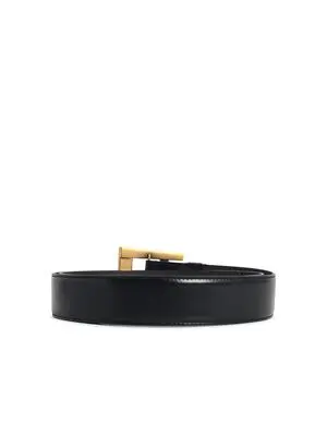 Versace Leather Belt With Gold Tone Buckle