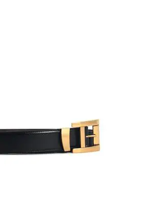 Versace Leather Belt With Gold Tone Buckle