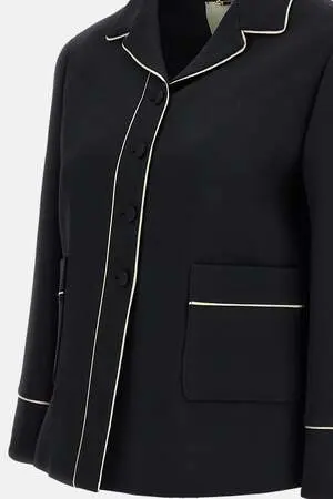 Fendi Blouson Wool Silk Jacket With Pajama Collar And Piping