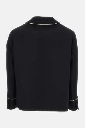 Fendi Blouson Wool Silk Jacket With Pajama Collar And Piping