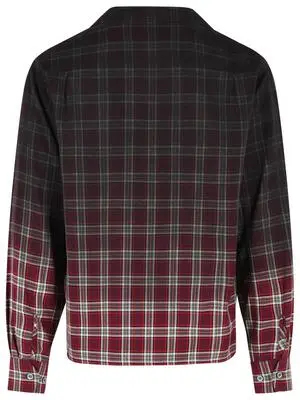 MAISON MARGIELA Burgundy Viscose Check Shirt With Gradient Effect