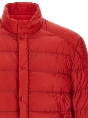 Moncler Selves Down Jacket With High Neck And Quilted Boudin Detailing - Red