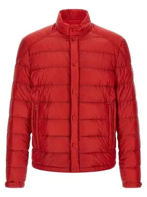 Moncler Selves Down Jacket With High Neck And Quilted Boudin Detailing - Red