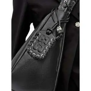 GANNI Shoulder Bag With Lace-up Detailing