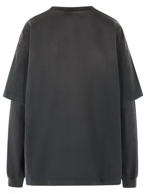 GANNI Long Sleeve Cotton T-shirt - Gray