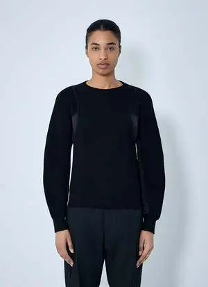 Moncler Ribbed Knit Sweater With Contrast Panels - Black