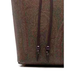 Etro Paisley Print Leather And Cotton Tote Bag With Removable Pouch