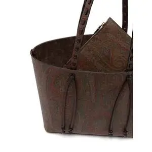 Etro Paisley Print Leather And Cotton Tote Bag With Removable Pouch