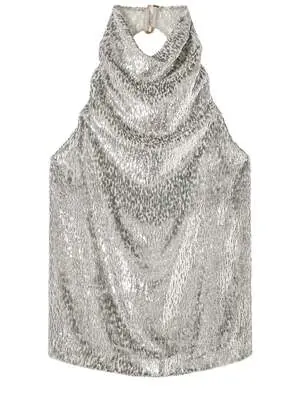 Stella McCartney Stella McCartney Fil Coupé Halter Neck Top Silver