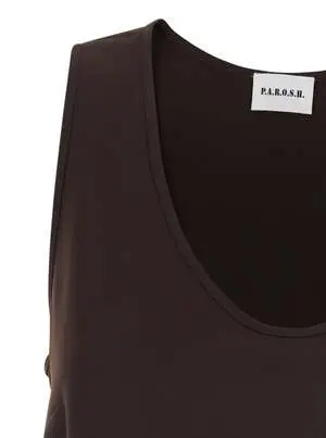 P.a.r.o.s.h Sleeveless Round Neck Top In Tech Fabric