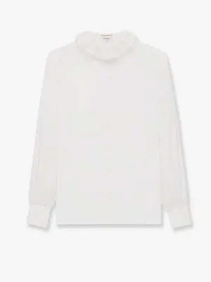 Saint Laurent Certified Cotton Shirt With Lace Pierrot Collar