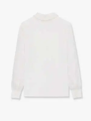 Saint Laurent Certified Cotton Shirt With Lace Pierrot Collar
