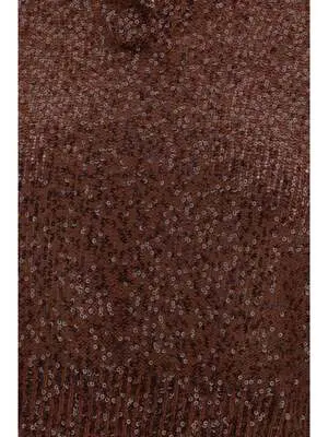 Brunello Cucinelli Sequined Linen, Cashmere And Silk Polo Top