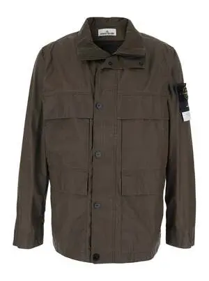 Stone Island STONE ISLAND Logo Patch Cotton Blend Jacket Multicolor