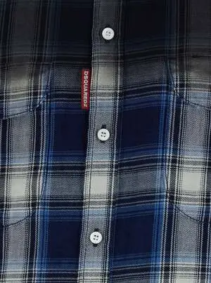 Dsquared2 Shirt With Faded Effect And All-over Check Motif In Cotton For - Multicolor