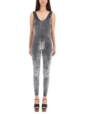 Gucci Slim Fit Jumpsuit With Gg Embroidery - Gray
