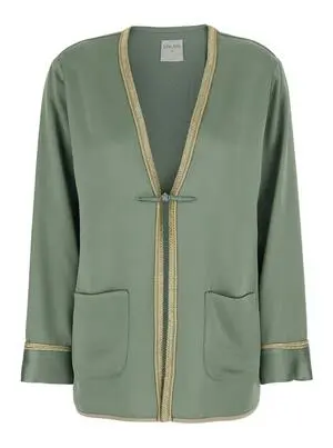 FORTE_FORTE Forte_Forte Women Green Jacket With Toggle Closure On The Front And Contrasting Trim In Viscose Blend Woman Green