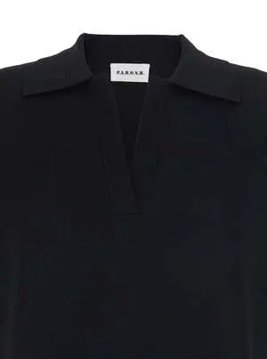 P.a.r.o.s.h Black Viscose Blend Polo With Dropped Shoulders - Multicolor