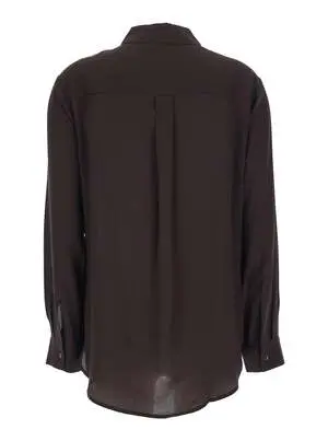 P.a.r.o.s.h Pointed Collar Long Sleeve Silk Shirt
