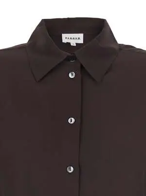 P.a.r.o.s.h Pointed Collar Long Sleeve Silk Shirt