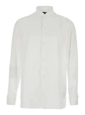 TOM FORD Tom Ford Men White Long-Sleeved Shirt With Tone-On-Tone Button Closure In Cotton For Men Multicolor