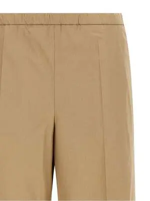 Moncler Grosgrain Logo Patch Wide Leg Pants - Cream
