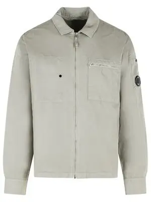 C.P. COMPANY Zip Up Linen Blend Jacket - Cream