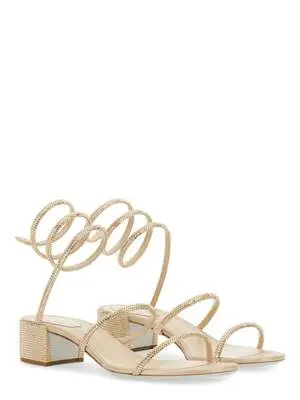 Rene Caovilla Cleo Embellished Leather Sandals - Cream