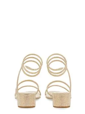 Rene Caovilla Cleo Embellished Leather Sandals - Cream